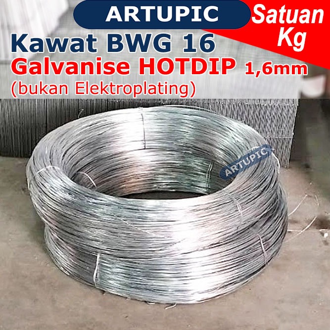 Jual Kawat Seng BWG 16 (1.6mm) Galvanise Hotdip ECERAN per KG BWG16 Artupic | Shopee Indonesia