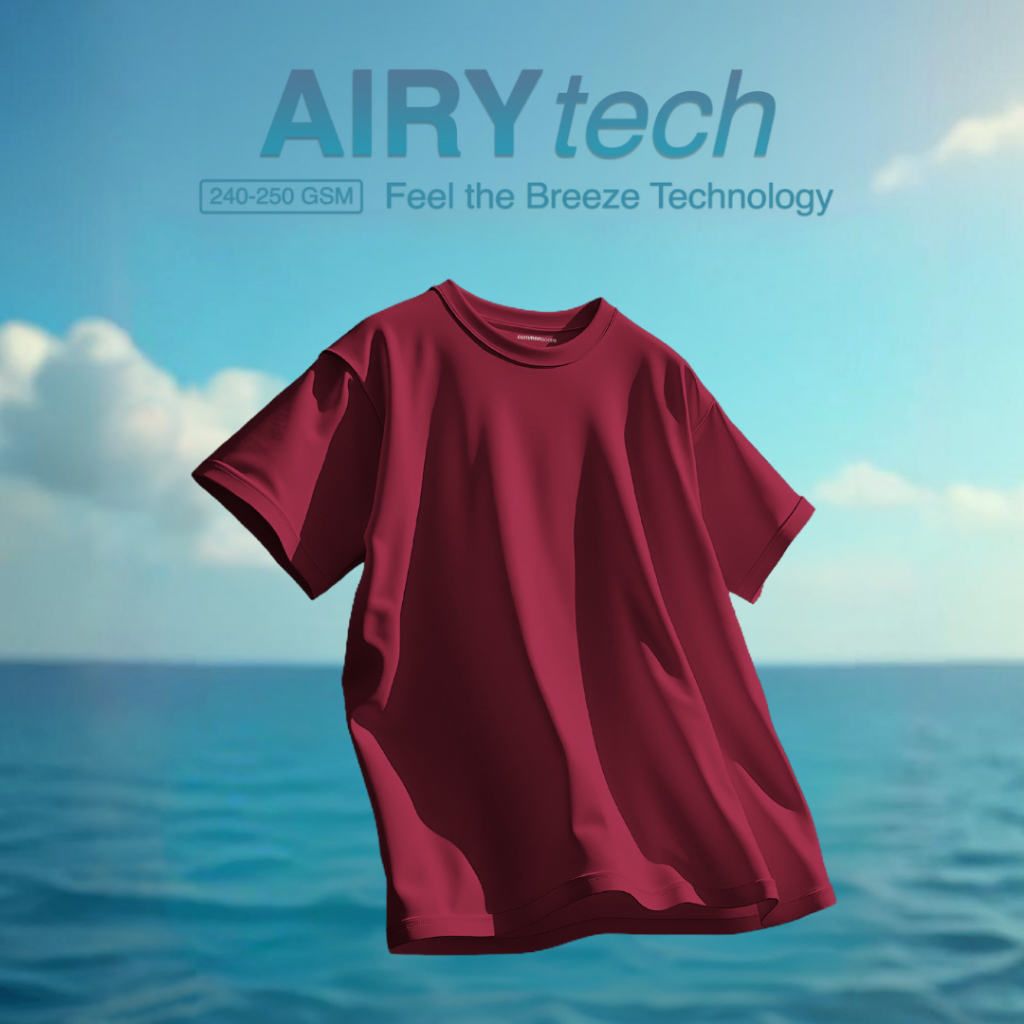 Jual Common Goods Short Sleeve AIRYtech Oversize T-Shirts - Maroon | Shopee Indonesia