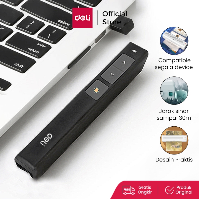 Jual Deli Laser Pointer + Laser Penunjuk Wireless USB Pen Laser ...