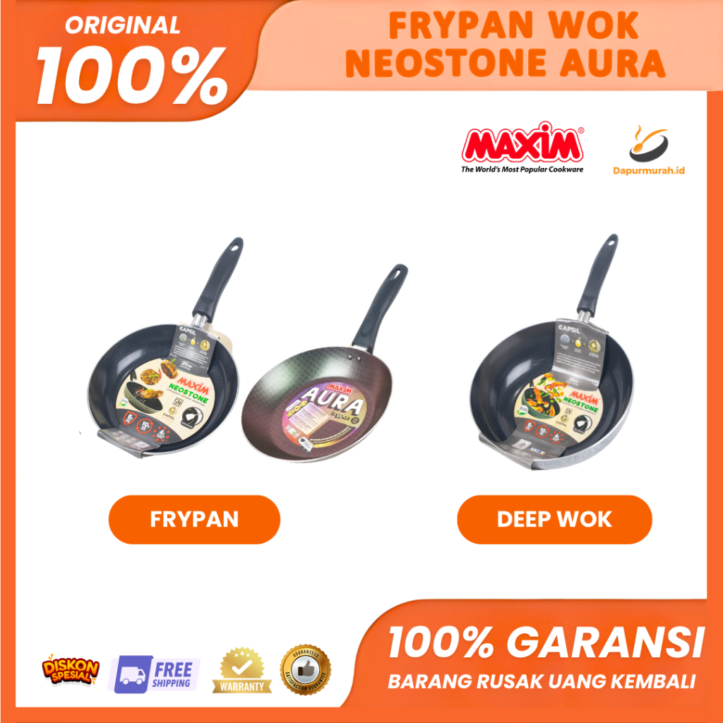 Jual Maxim Frypan Neostone Teflon Anti Lengket Deepwok Marble Ceramic Wajan Anti Gores - DM ...