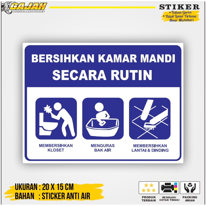 Jual Stiker Sign Bersihkan Kamar Mandi Secara Rutin | Shopee Indonesia
