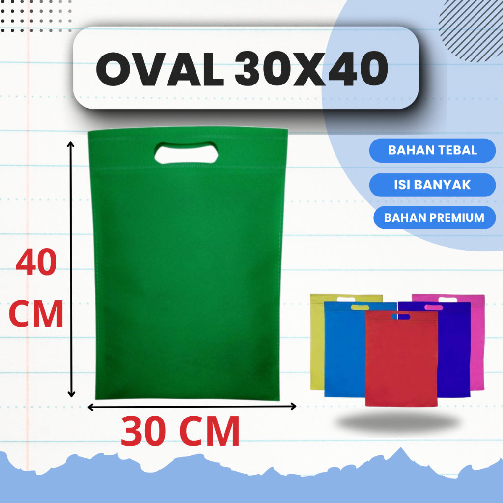 Jual Tas Spunbond Oval Ukuran 30x40 Tas Goodie Bag Laken Polos ...