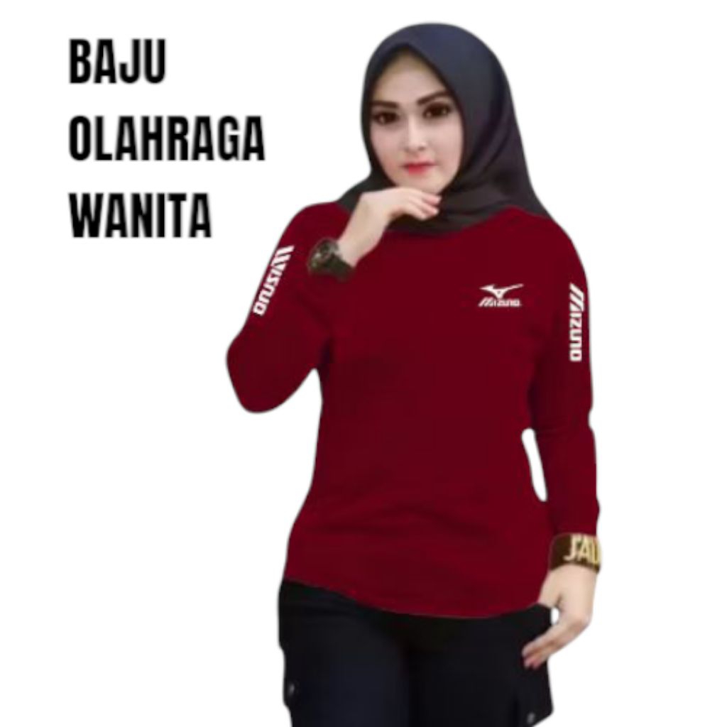 Jual Baju Sport Olahraga Wanita Lengan Panjang Atasan Kaos Running Lari ...