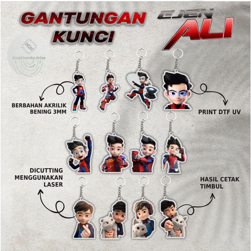 Jual Gantungan Kunci Ejen Ali The Movie 2 Film Animasi Print DTF UV ...