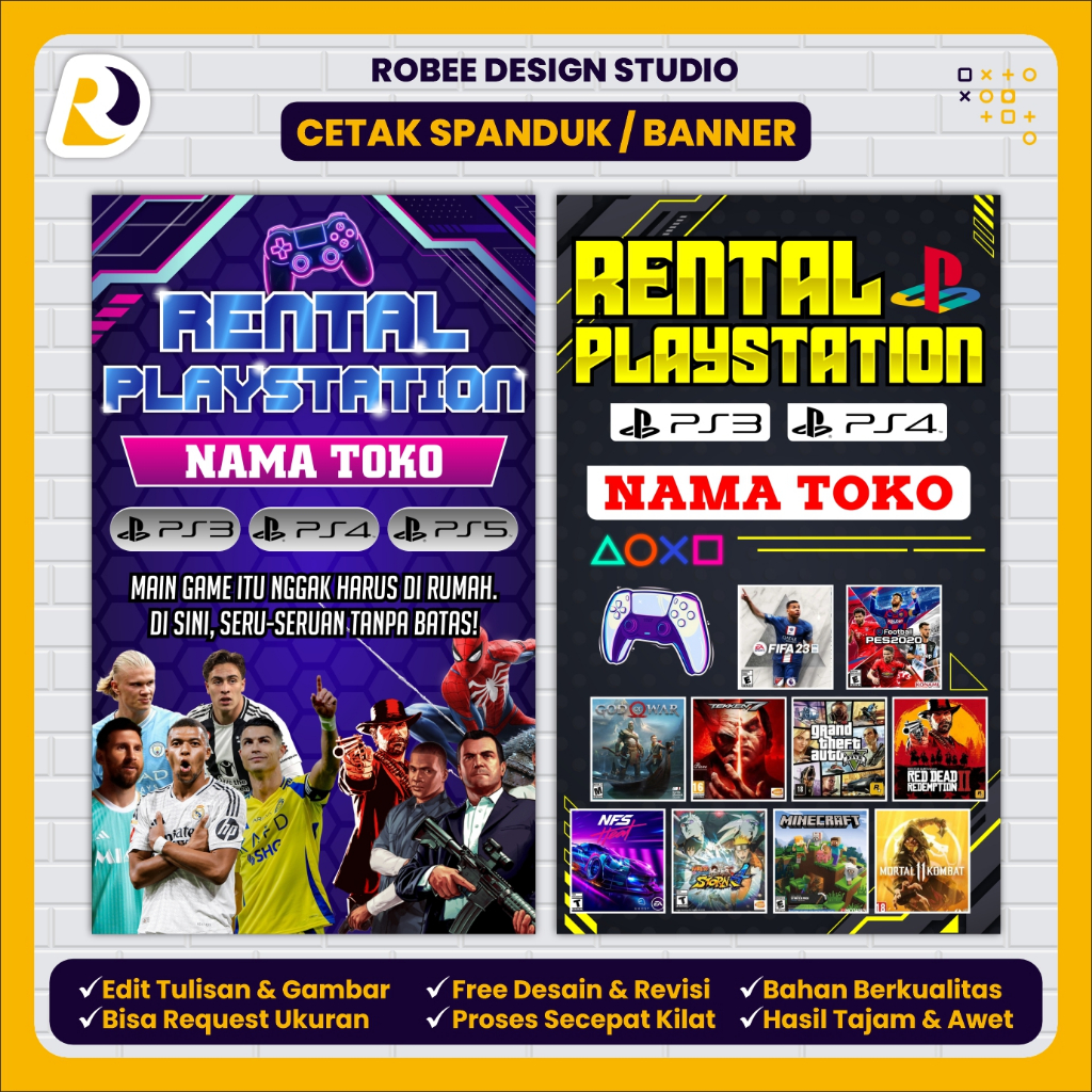Jual Spanduk Banner Rental PS / Rental Playstation Standing Berdiri ...