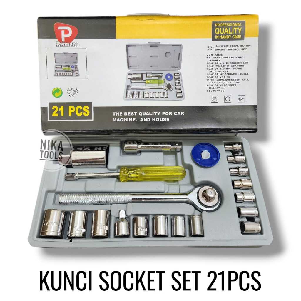 Jual Kunci Sok Sock Set 21 Pcs Kunci Socket Set Alat Bengkel Mesin ND ...