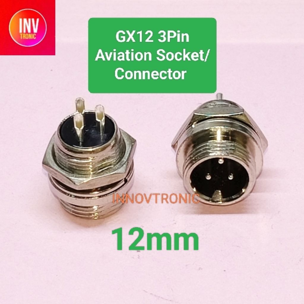 Jual Connector GX12 12mm 3Pin Small Socket Aviation CB Kecil | Shopee ...