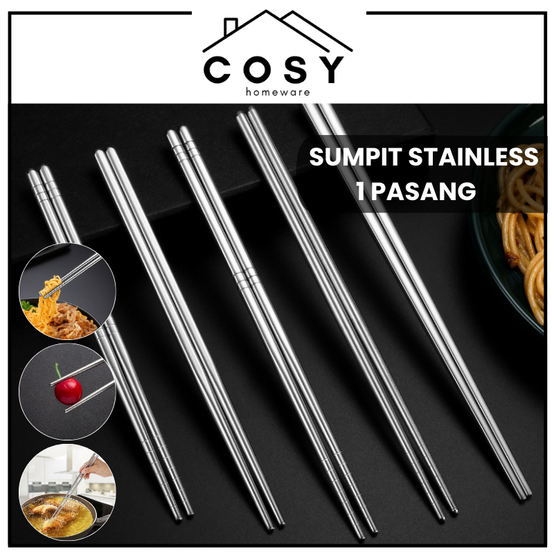 Jual COSY Sumpit Makan Korea Bulat Stainless SUS 304 1 Pasang High ...