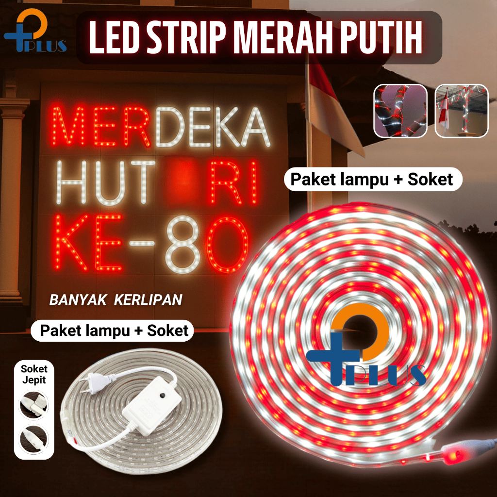Jual [ Pplus ] Lampu Led strip Merah Putih 10m / Lampu Merah putih 17 ...