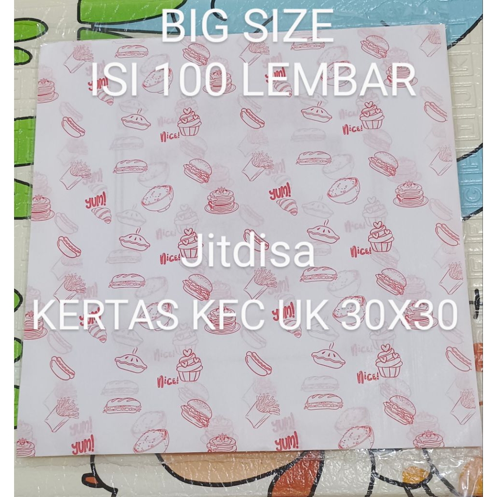 Jual UKURAN GEDE 30X30 KERTAS NASI KFC MOTIF RICE HAMBURGER KERTAS ...
