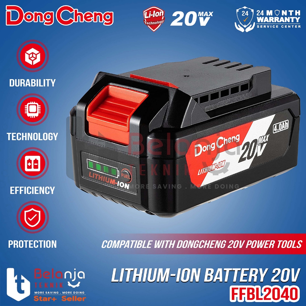 Jual Dongcheng Lithium Battery Pack 20V 4 AH Baterai Cordless 20V FFBL2040 | Shopee Indonesia