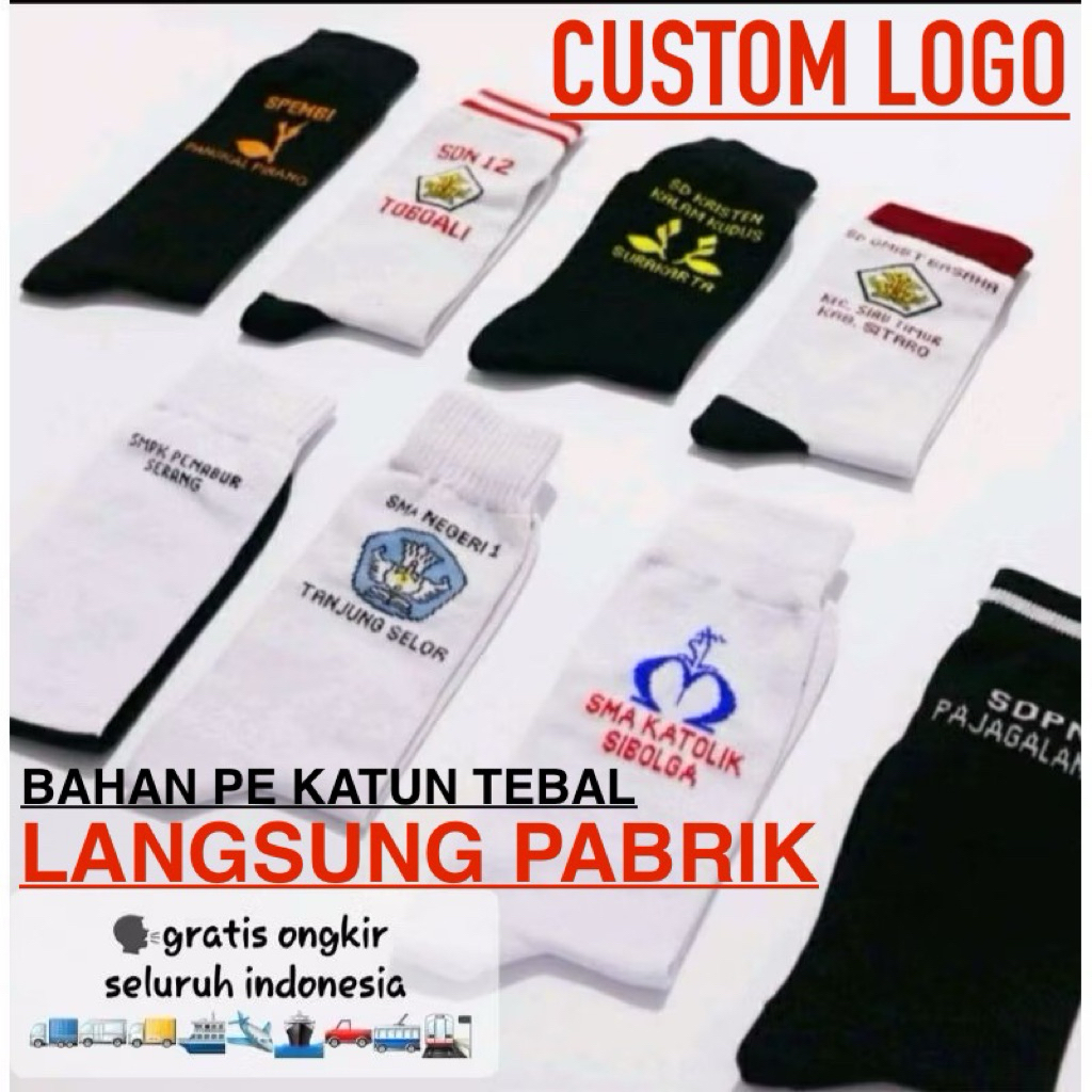 Jual KAOS KAKI CUSTOM MEREK SEKOLAH / LOGO | Shopee Indonesia