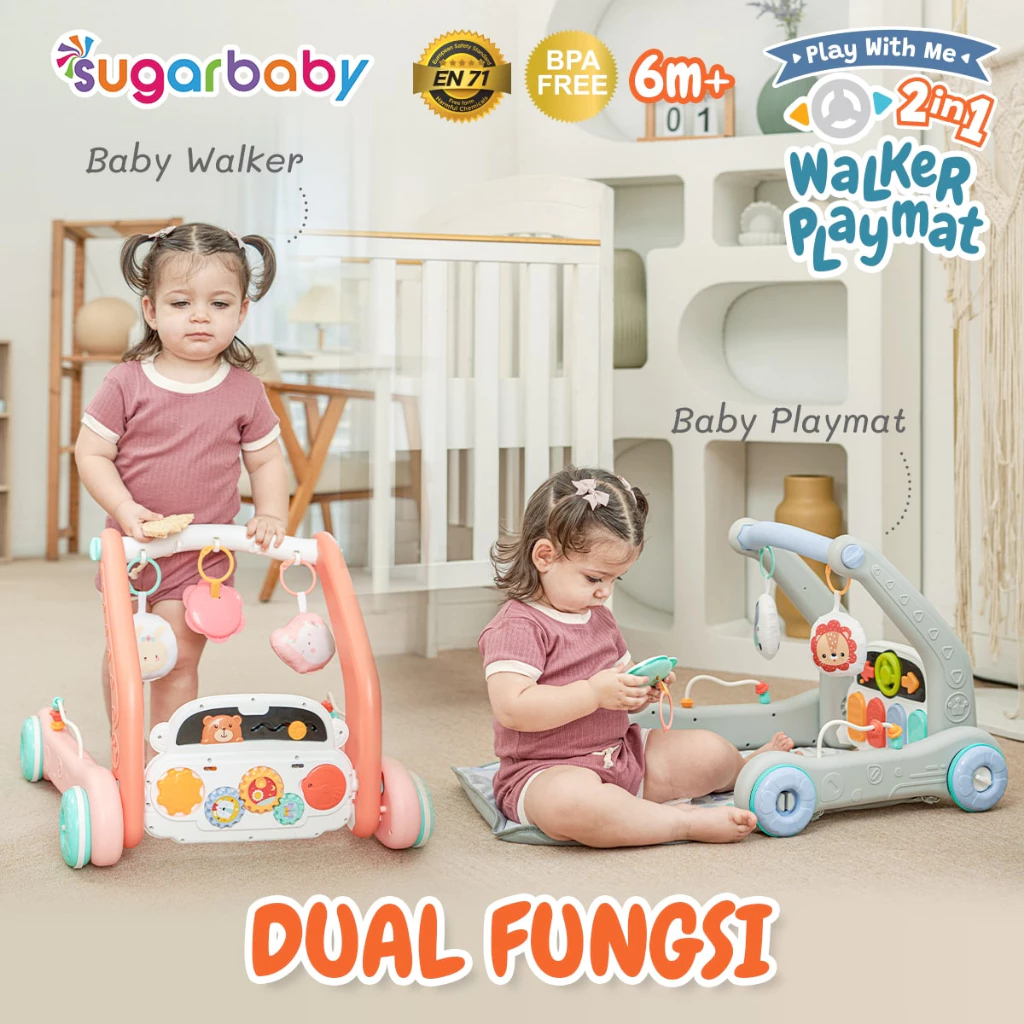 Jual Sugar baby Play with Me 2in1 Baby Walker&Playmat/Push Walker/Alat ...