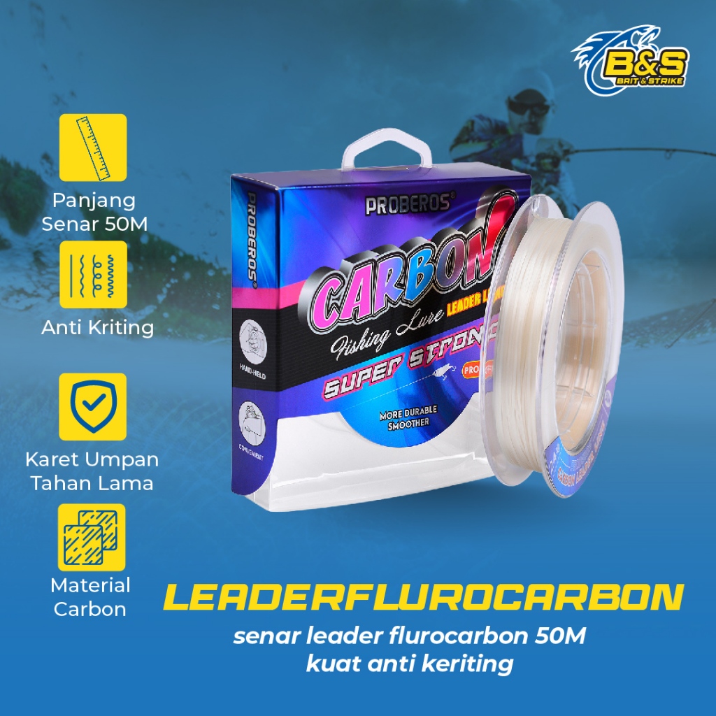 Jual PROBEROS senar leader flurocarbon 50M kuat anti keriting SP010 | Shopee Indonesia