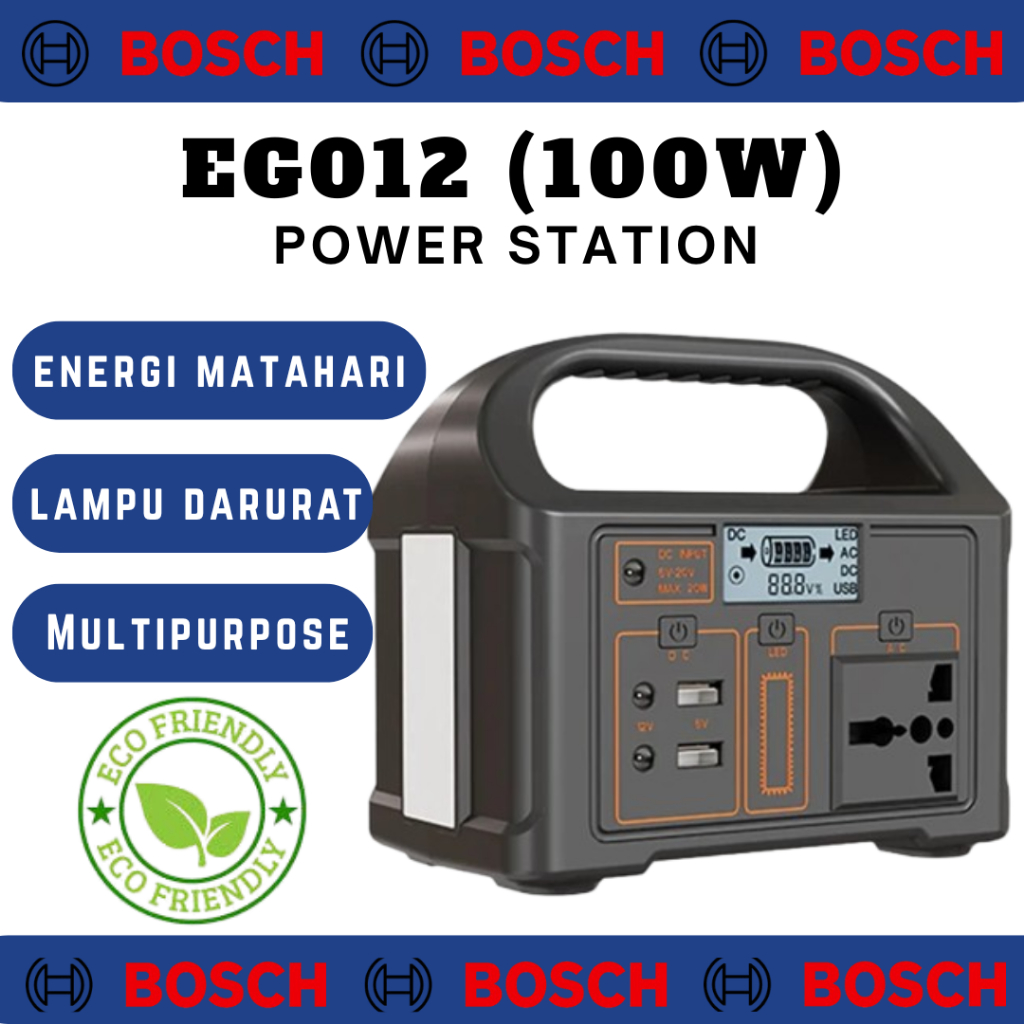 Jual BOSCH EG012Li 100W Power Station with Solar Panel Power Generators ...