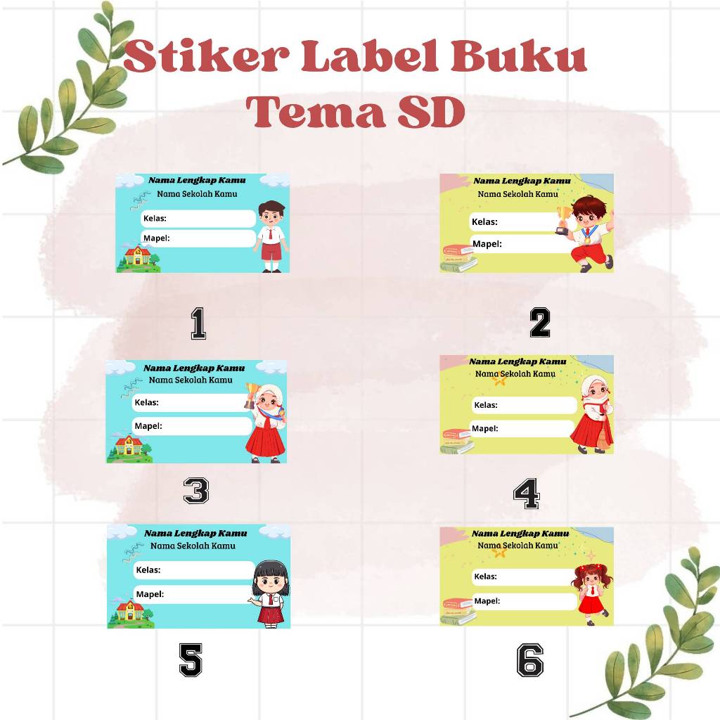 Jual Stiker CustomLabel Buku Pelajaran Motif SD | Shopee Indonesia