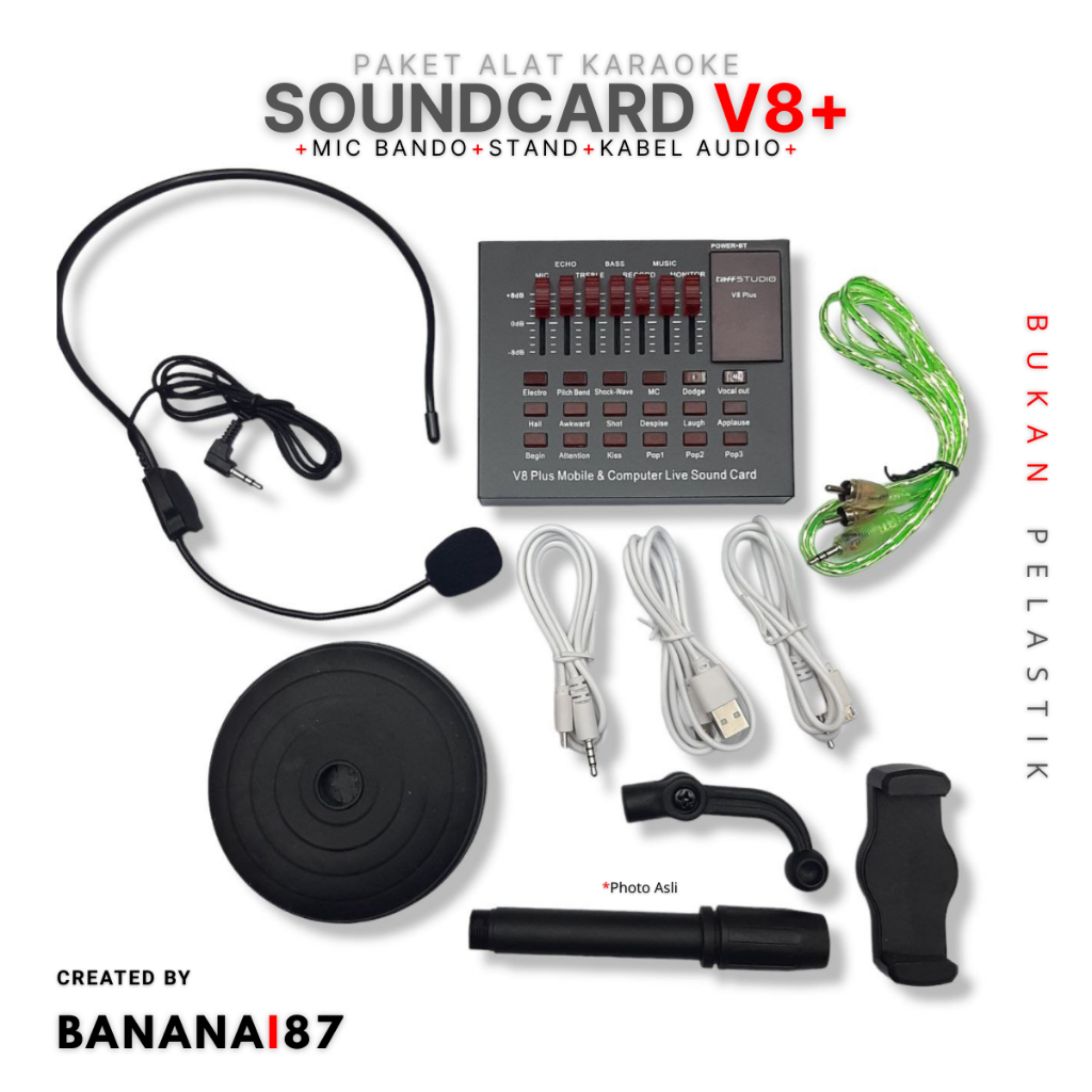 Jual Soundcard V8 Plus Alat Karaoke Bluetooth Usb External Live Mic ...