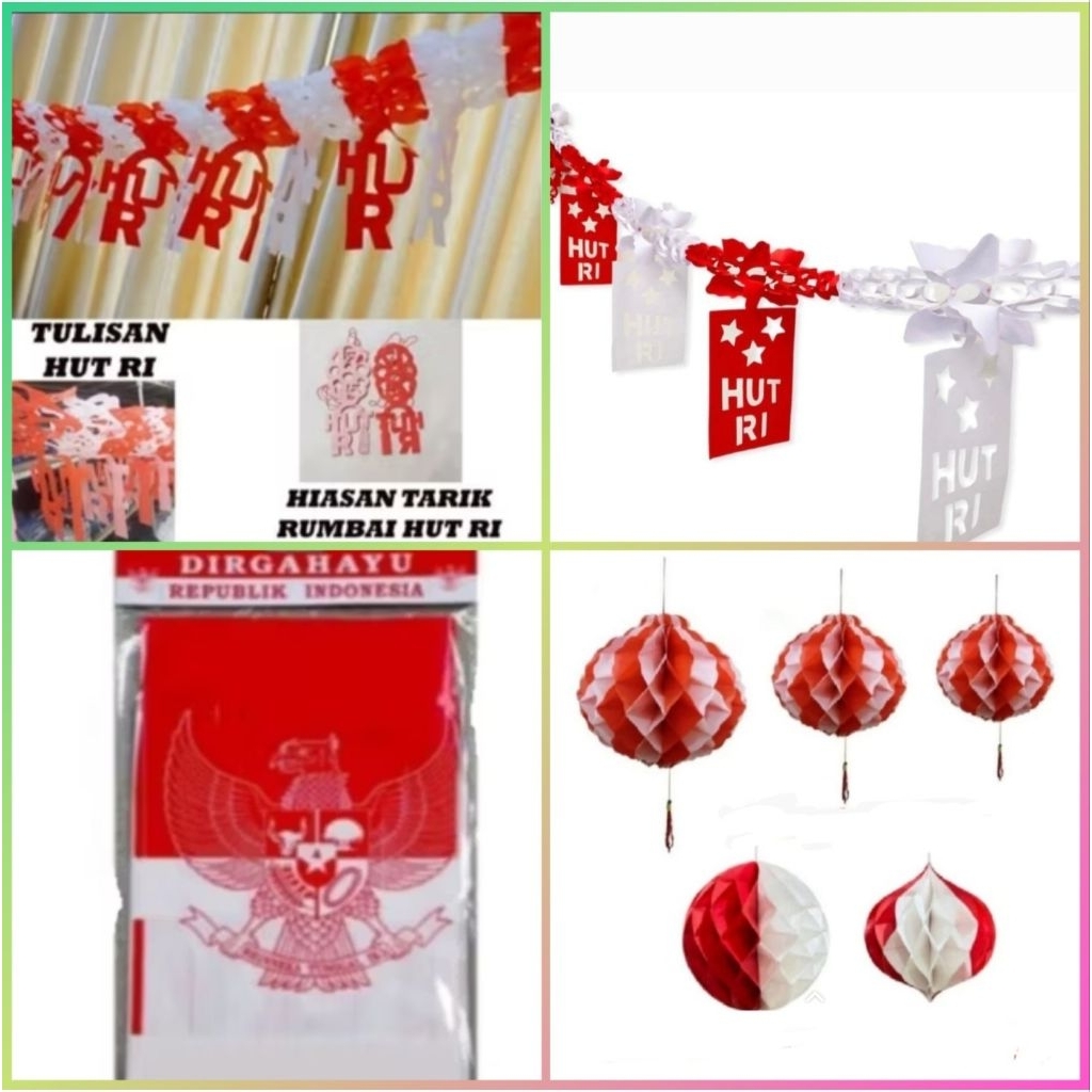 Jual Rumbai Garland Hut Ri/Lampion Merah Putih/Baner Rumbai Garland ...