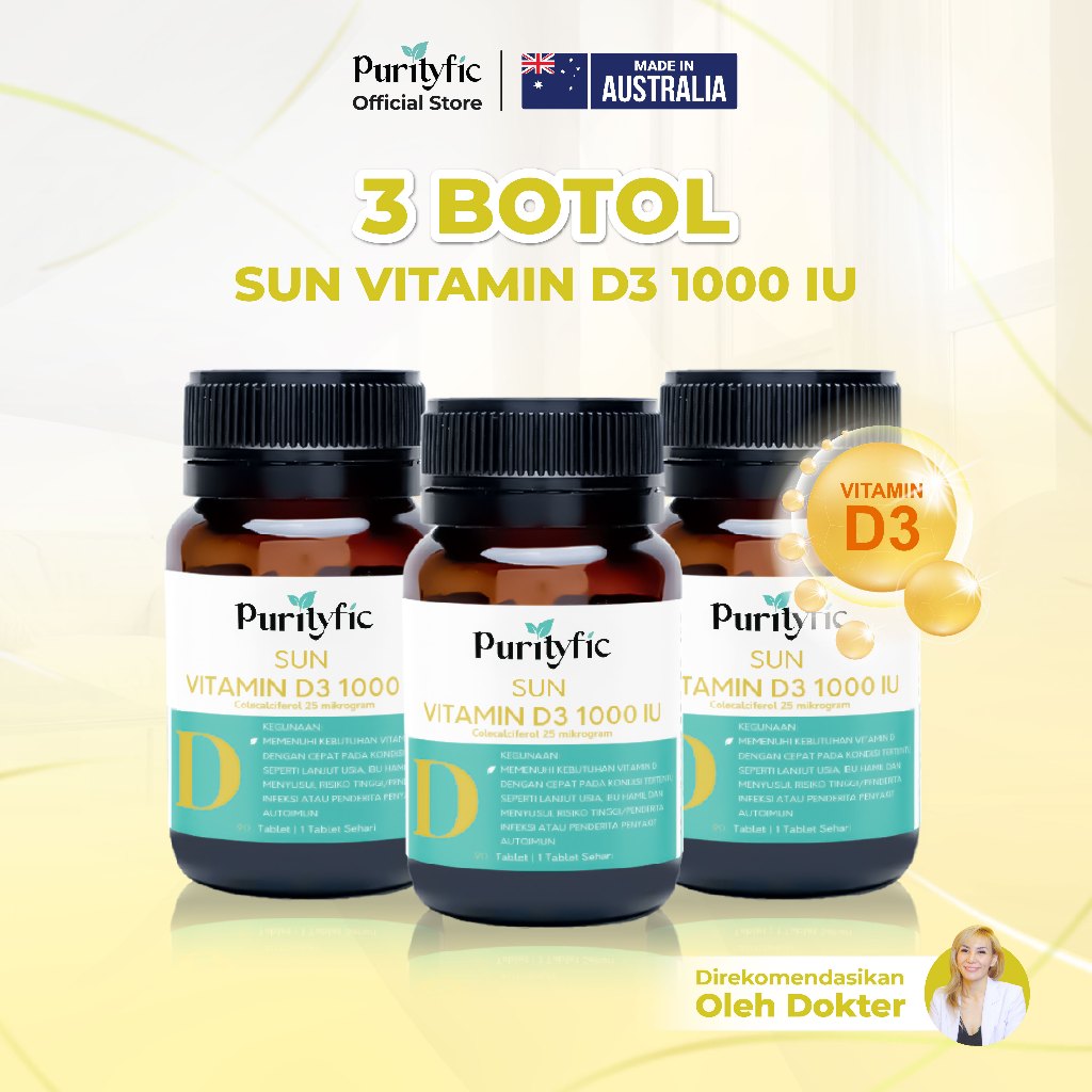 Jual [3 BOTOL] Official Purityfic Sun Vitamin D3 1000 IU – Nutrisi ...