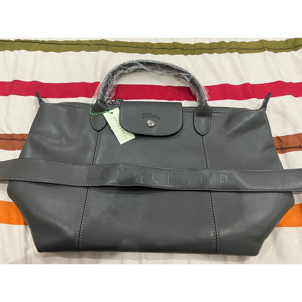 Jual tas leather longchmp dark grey M | Shopee Indonesia
