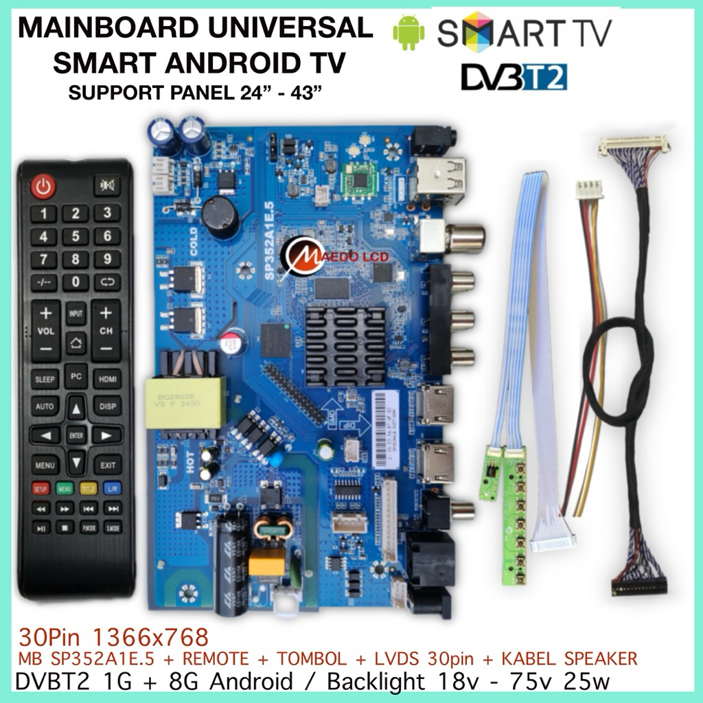 Jual Mainboard Universal Smart TV Android DVBT2 24” - 43” 30pin-51pin ...