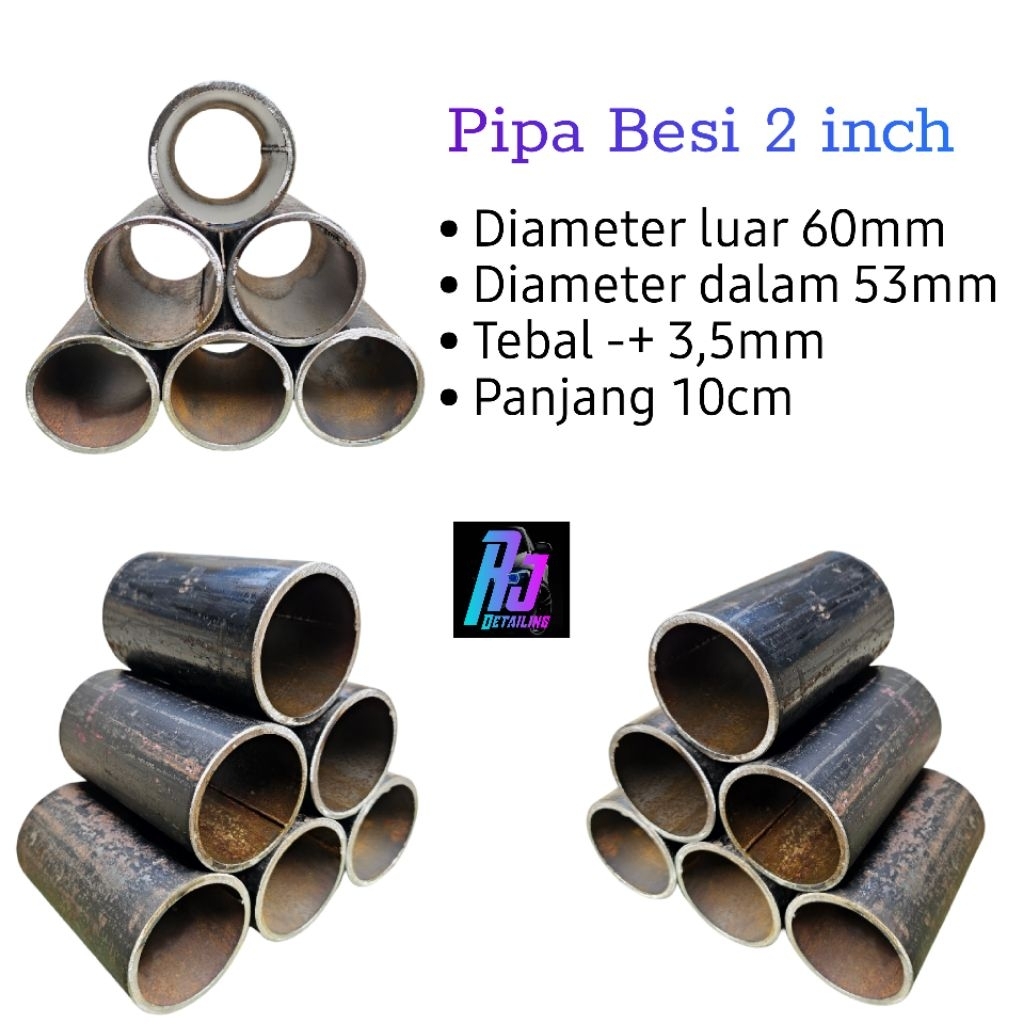 Jual Pipa besi 2inch Diameter 60mm, 6cm panjang 10-50cm pipa besi black ...