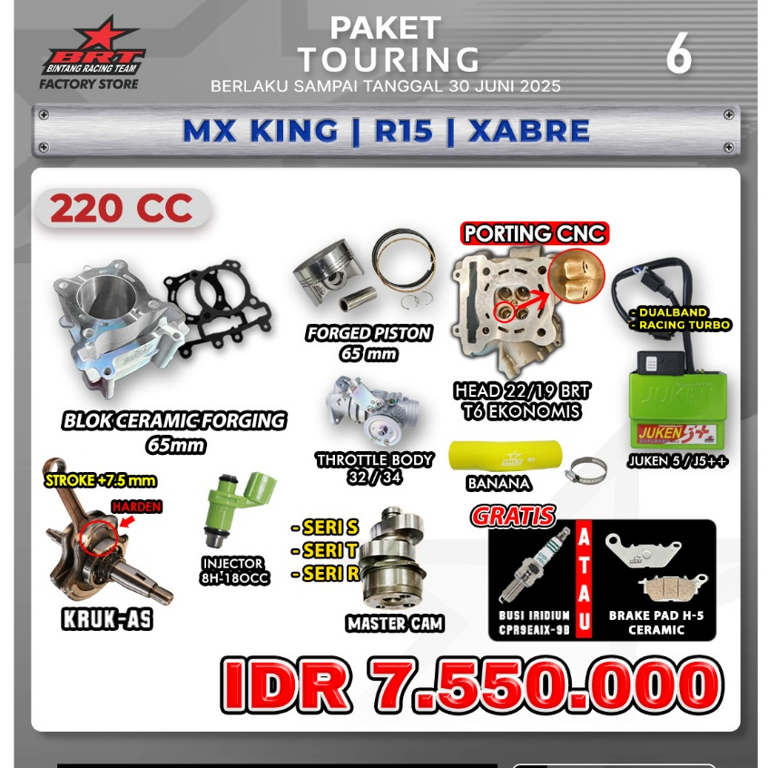 Jual PROMO APKET TOURING BRT / MX KING / R15 /XABRE / BLOK CERAMIC ...