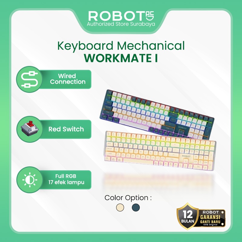 Jual ROBOT Mechanical Keyboard Wired Office Gaming Keyboard Red Switch ...