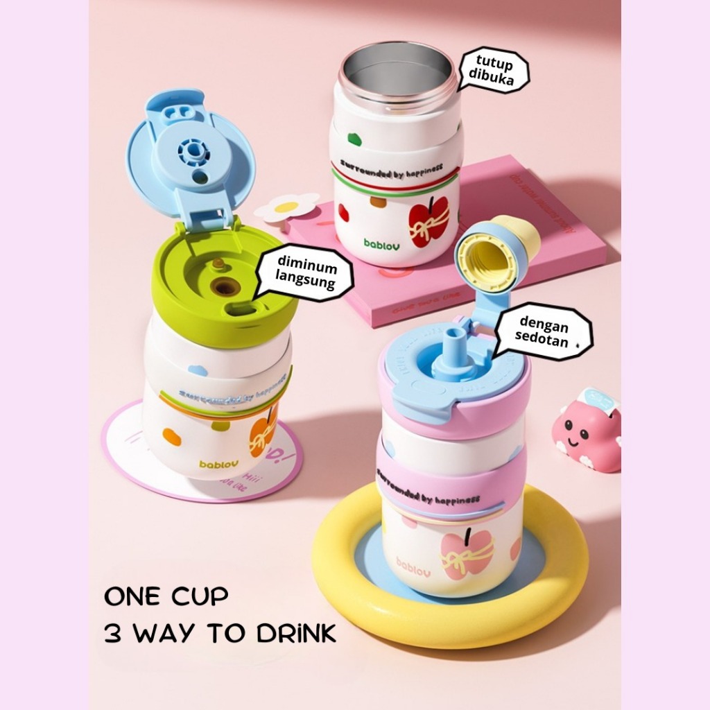 Jual Tumbler PUFF Thermos Bablov 450ml | Hot & Cold 12–24 Jam | Anti ...