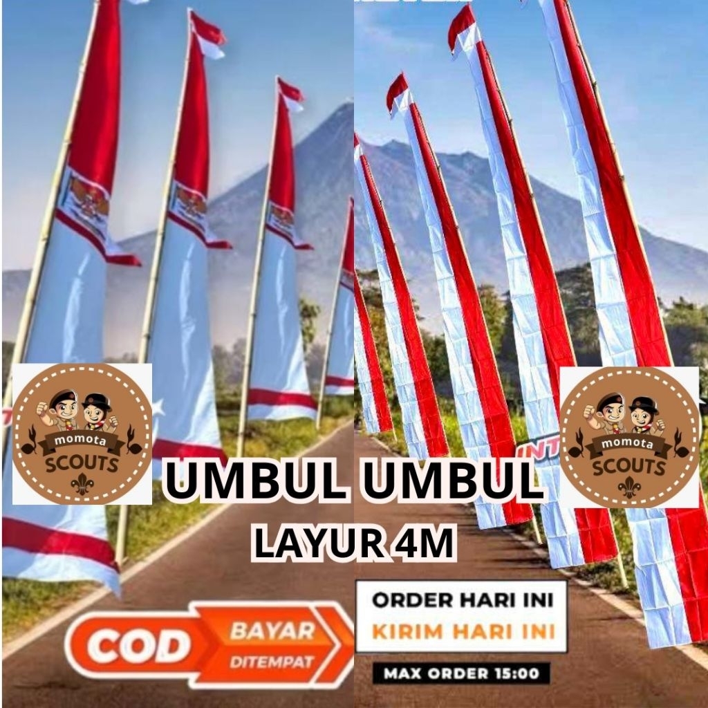 Jual Umbul Umbul Bendera Merah Putih Panjang Layur 4 Meter 5 Meter Peles | Shopee Indonesia