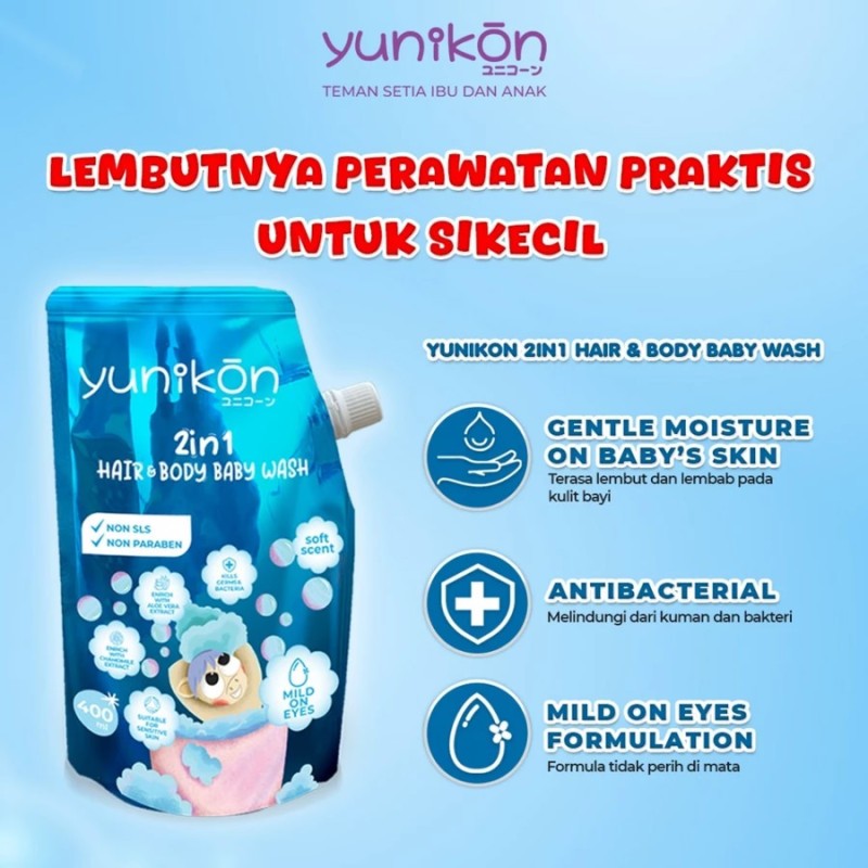 Jual YUNIKON 2IN1 HAIR&BODY BABY WASH BLUE | Shopee Indonesia
