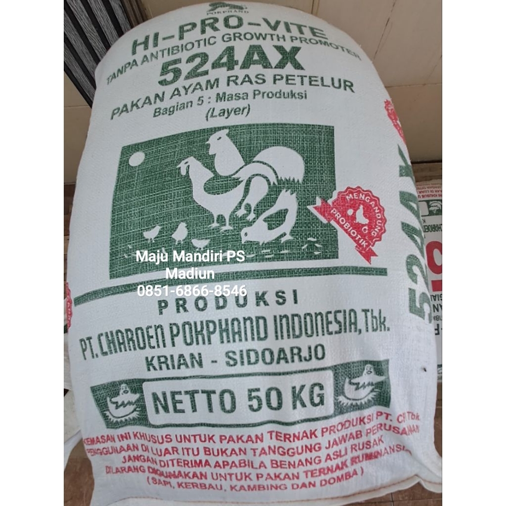 Jual 1 Sak 50kg Pakan Ayam Petelur Produksi Layer Pokphand 524AX Hi Pro ...