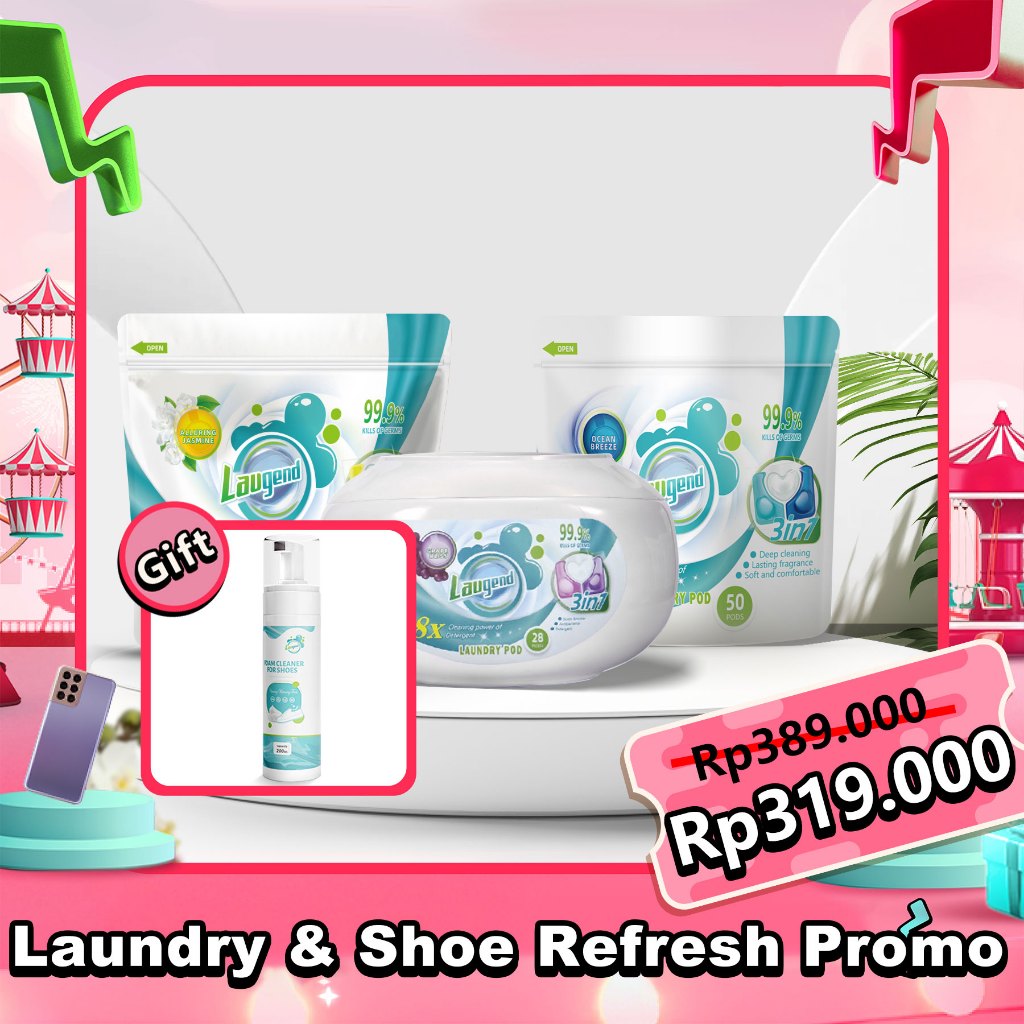 Jual Laugend Laundry & Shoe Refresh Promo, 3-in-1 Laundry pod + Shoe ...