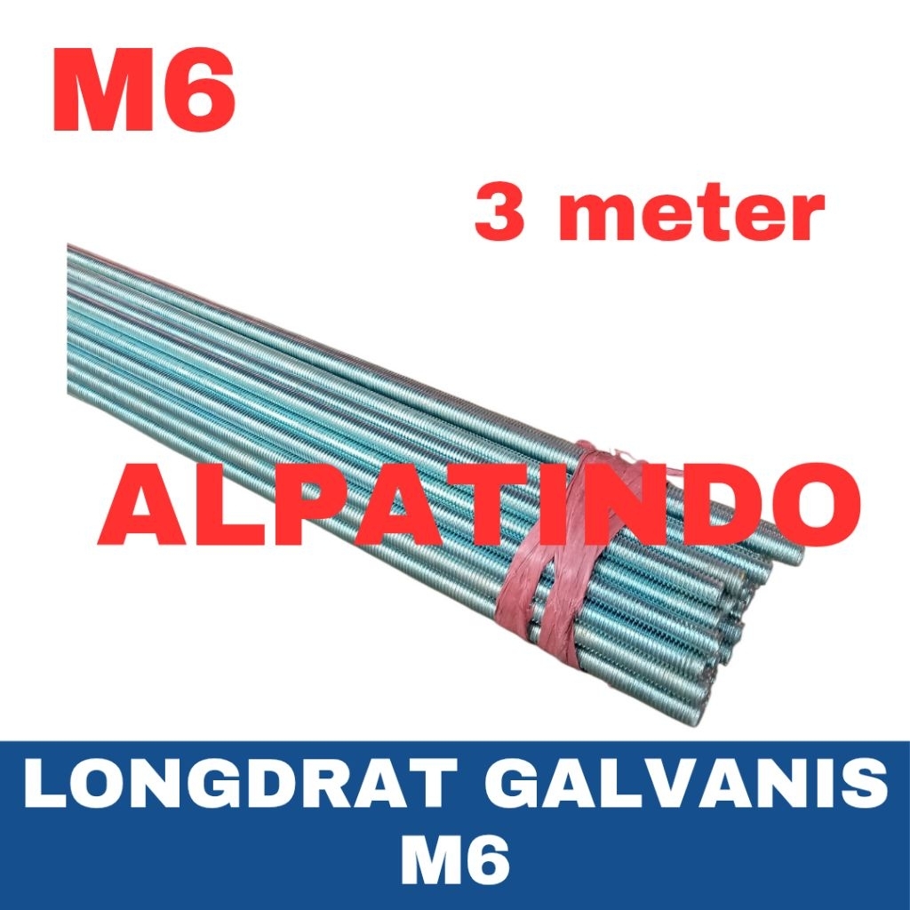 Jual Long drat M6 Galvanis - Asdrat - Rod drat - Stud bolt 3 meter ...