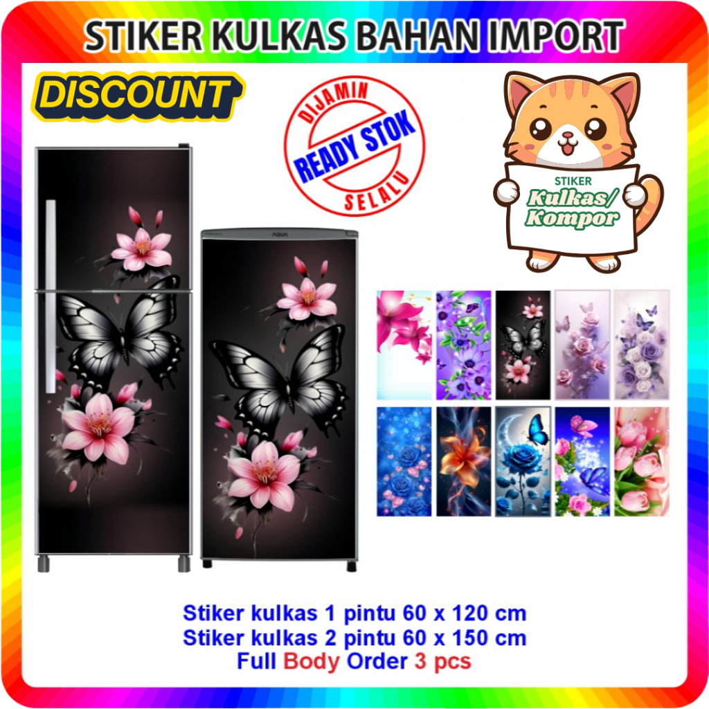 Jual Sticker Stiker Kulkas 1 Pintu dan 2 Pintu Motif Bunga 4 | Shopee ...