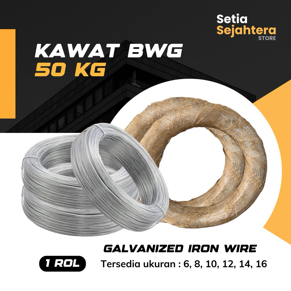 Jual HUA XIN Kawat BWG 6 8 10 12 14 16 Kawat Seng Galvanis 50 Kg - 1 ...