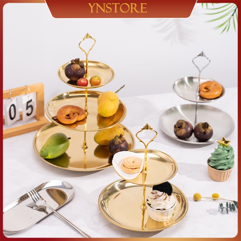 Jual 2/3/4 Tier Golden Stainless Steel Dessert Stand Menara Kue Piring ...