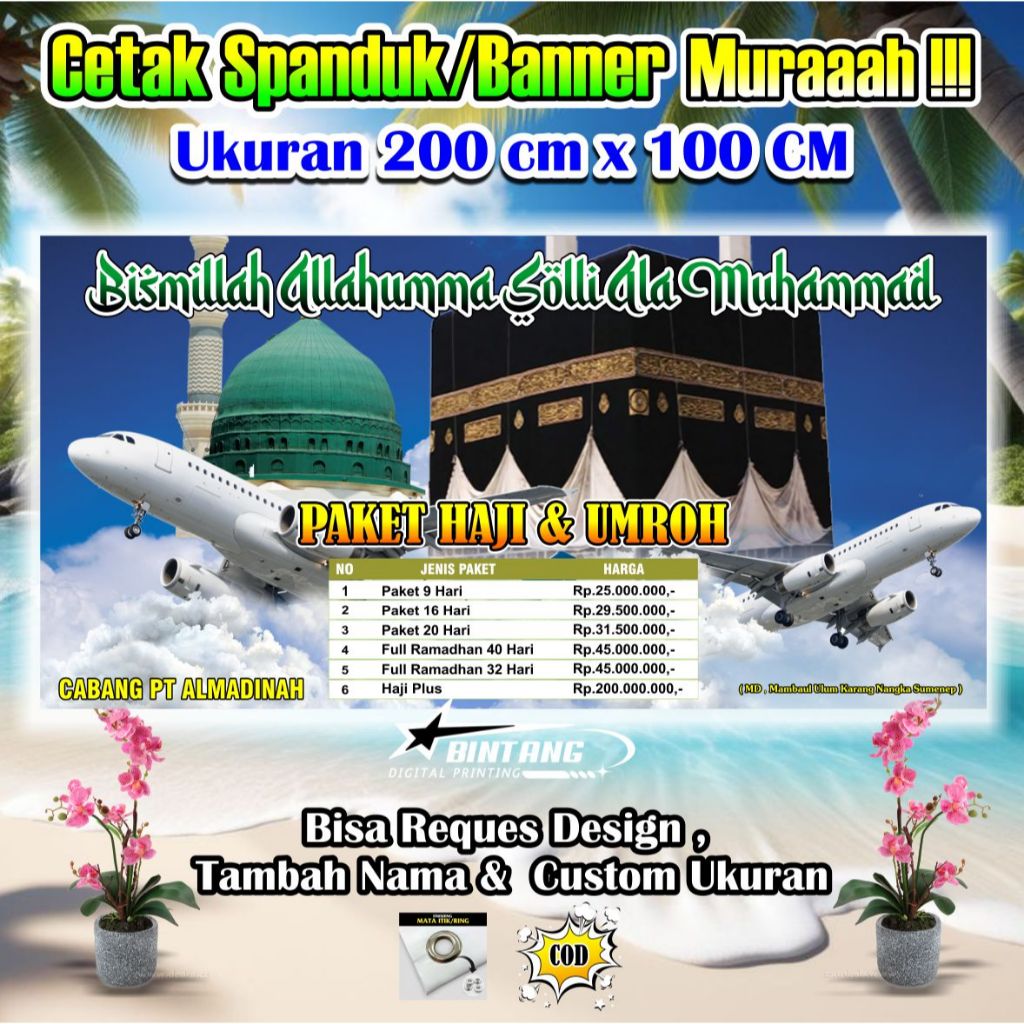 Jual Spanduk Banner Paket Haji & Umroh Ukuran 200 cm x 100 cm | Shopee ...