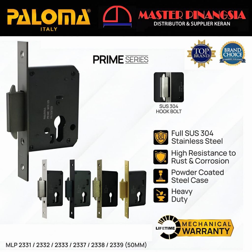 Jual PALOMA Mortise Lock Body Badan Kunci Pintu Sliding Geser Backset ...