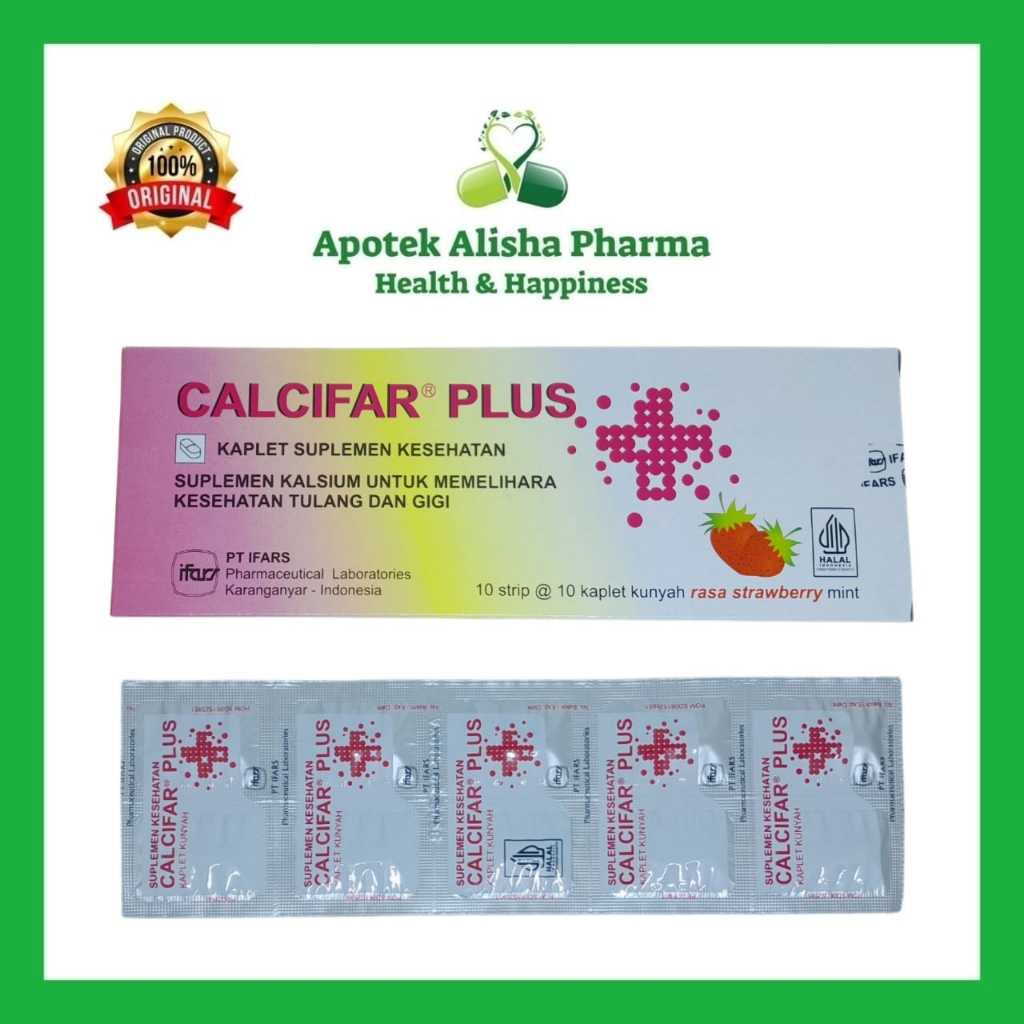 Jual Calcifar Plus Tablet Kunyah Box isi 100 Kaplet Kalsium Ibu Hamil ...