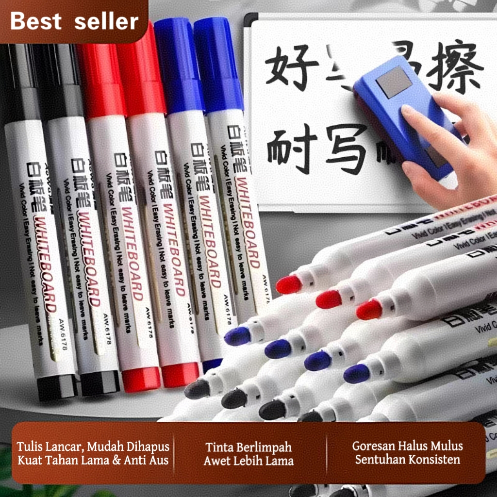 Jual DOREMI Spidol White Board Market Papan Tulis 12 Pcs Putih 1,5 mm ...