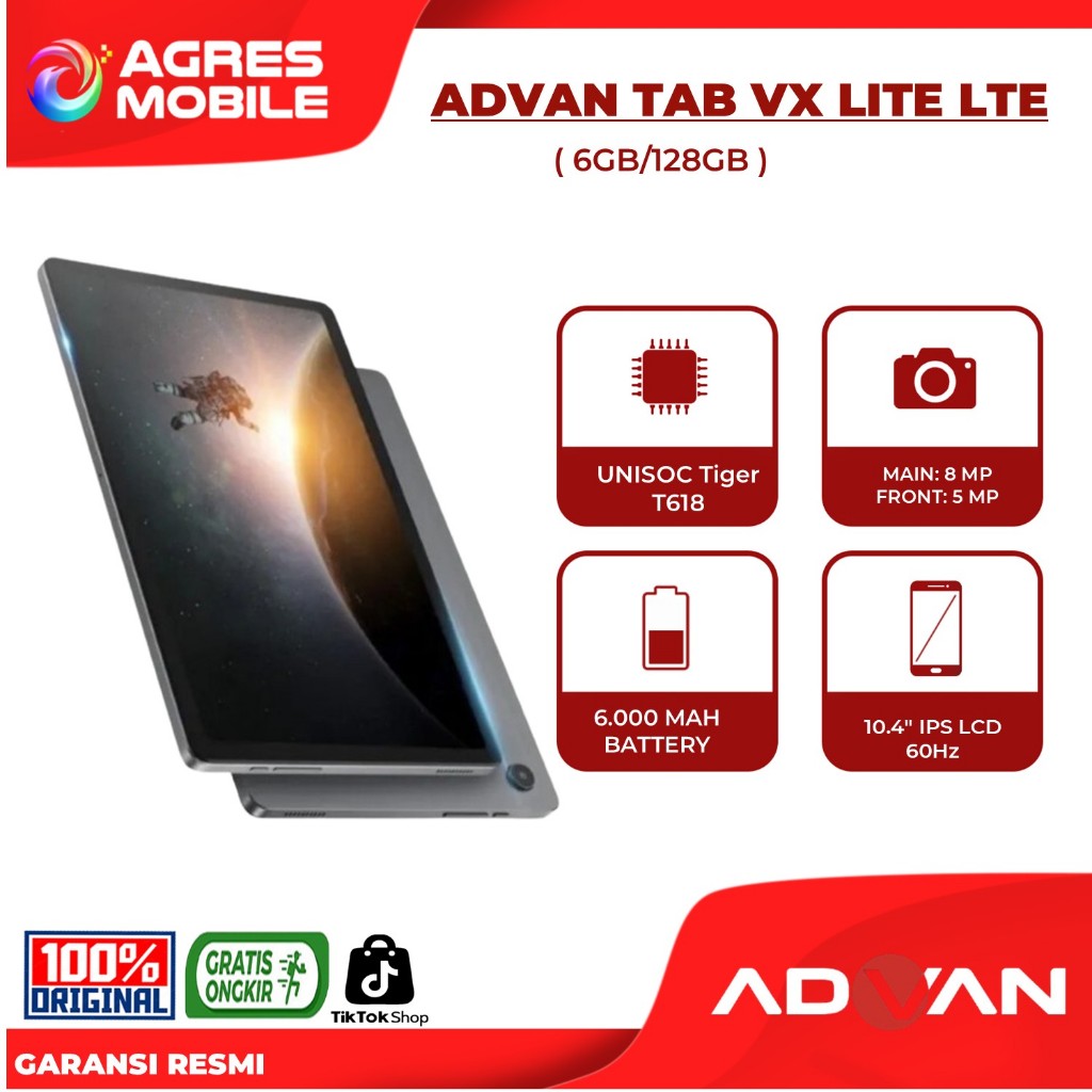 Jual ADVAN TAB VX LITE 10.4” Octa Core 2.0Ghz Unisoc Tiger T618 6000mAh 6/128GB TABLET Android ...