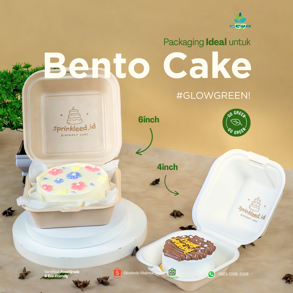 Jual Bagasse Bento Box 4inch 6inch Dessert Box Burger Box | Shopee ...