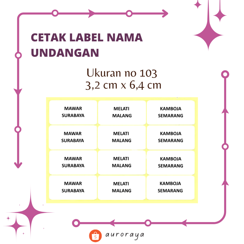 Jual Cetak Label Nama Undangan Ukuran No 103 | Shopee Indonesia