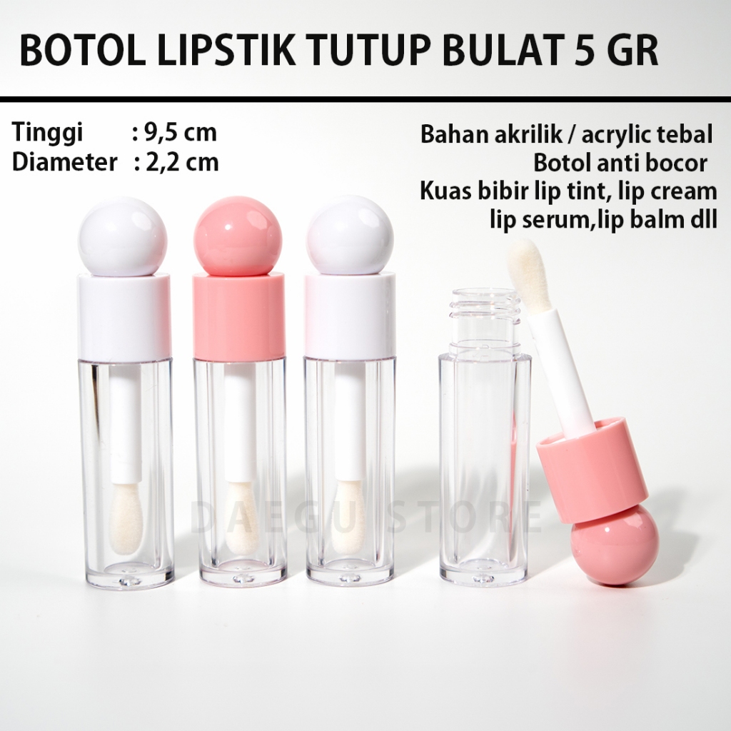 Jual 5gr Botol Lip Gloss - MODEL BULAT - Kosmetik Packaging Pewarna ...
