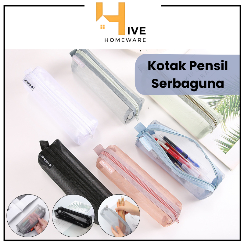 Jual HIVE Kotak Pensil Nylon Transparan / Tempat Stationery Jaring ...