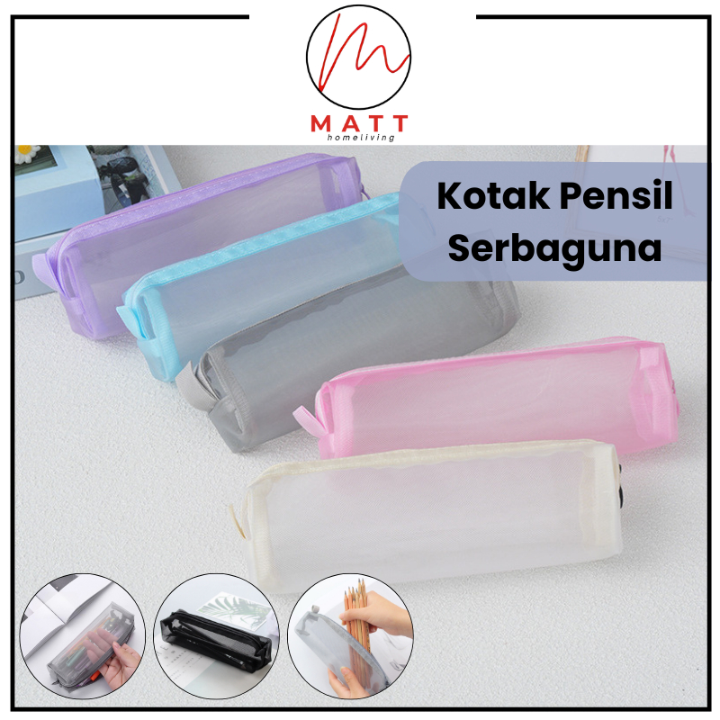 Jual MATT Kotak Pensil Nylon Transparan / Tempat Stationery Jaring ...