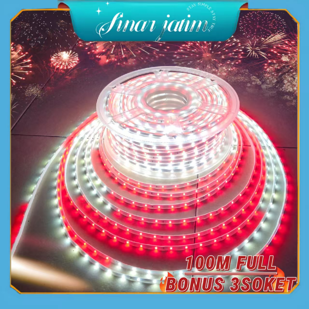 Jual Lampu LED Strip Selang 3528/ 2835 AC 220V MERAH+PUTIH DAN RGB ...