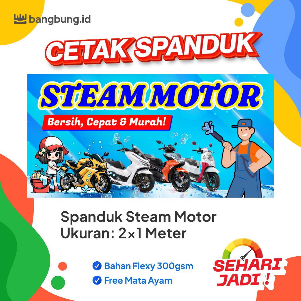 Jual Cetak Banner Spanduk Backdrop Cuci SteamMotor Ukuran: 2x1 Meter ...