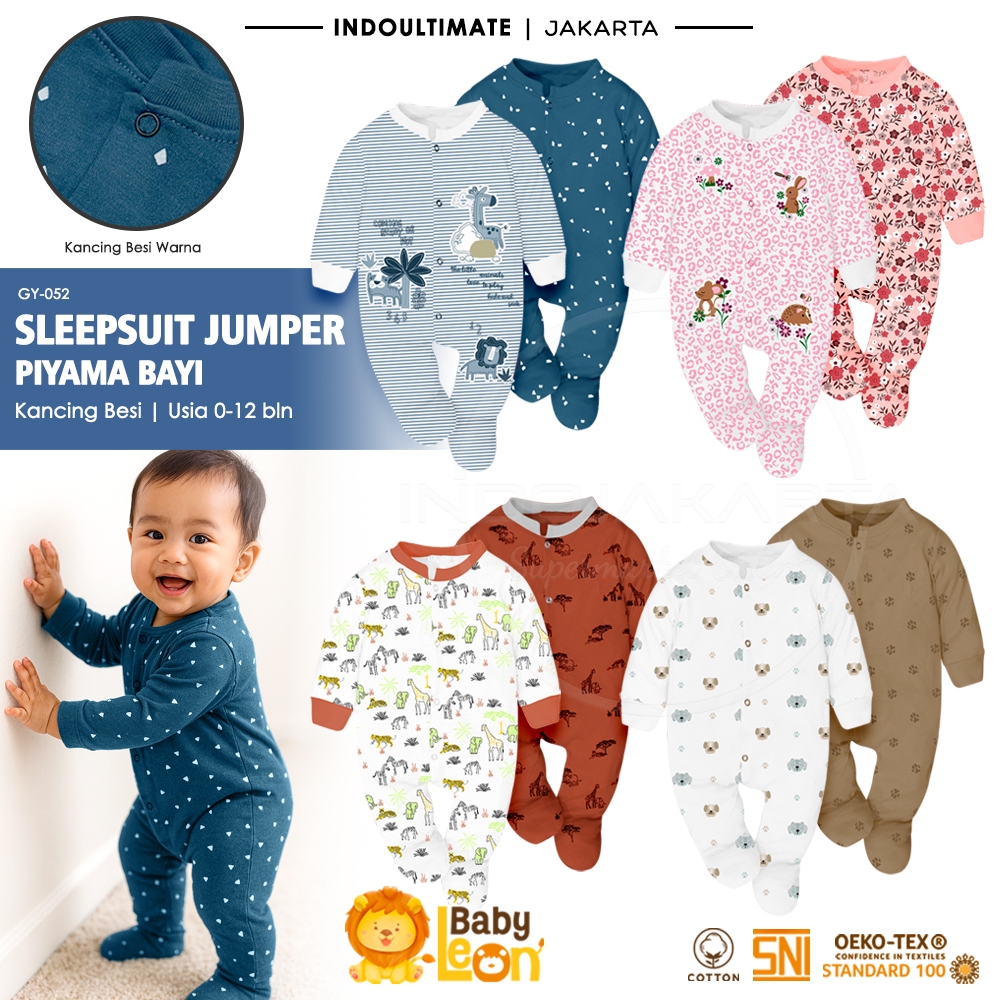 Jual 1 Pcs Sleepsuit Baby Jumper Bayi BABY LEON COTTON JP-GY-052 ...